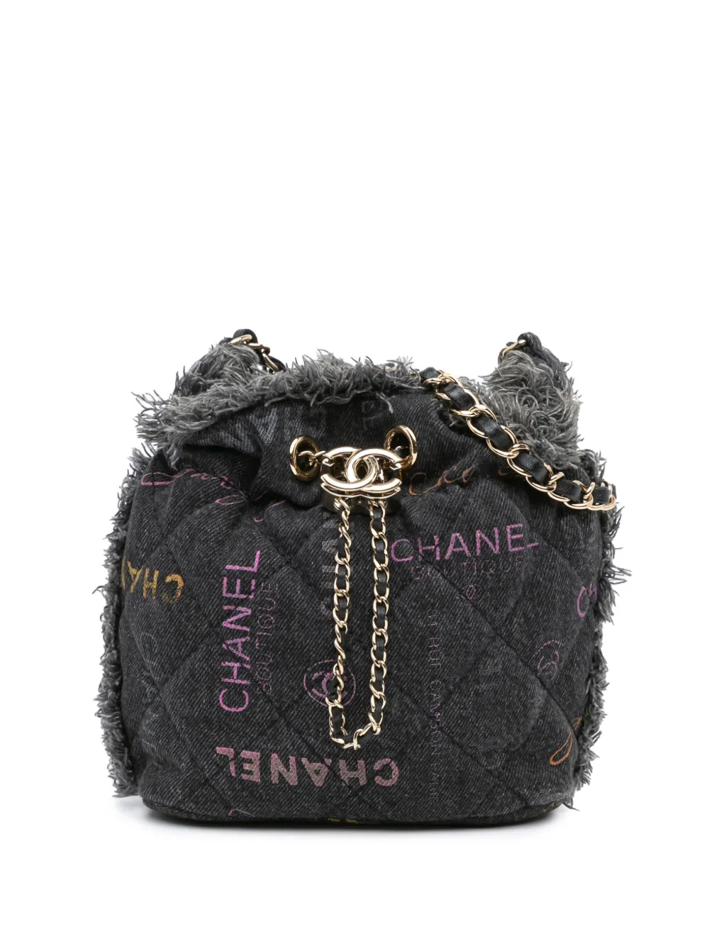 CHANEL Pre-Owned 2021-2024 Small Denim Mood With Chain Bucket Bag ...