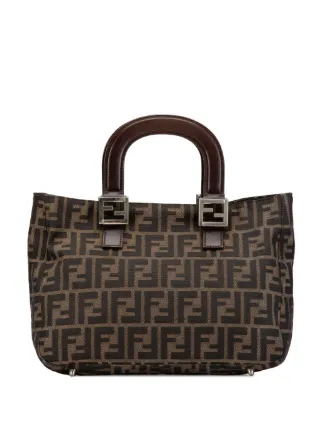 Fendi Pre-Owned 2000-2010 Small Zucca Canvas Twins Tote Bag | Brown | FARFETCH