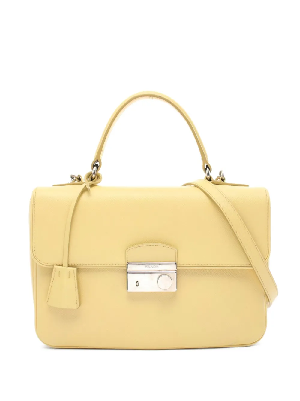 Prada Pre-Owned 2000s Saffiano Leather Shoulder Bag | Yellow | FARFETCH UK