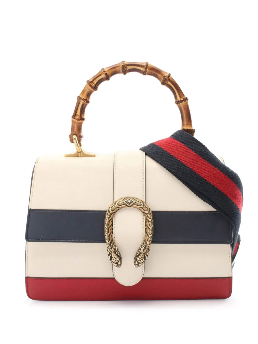 Pre-owned Gucci 2016-present Medium Leather Bamboo Dionysus Web Satchel ...