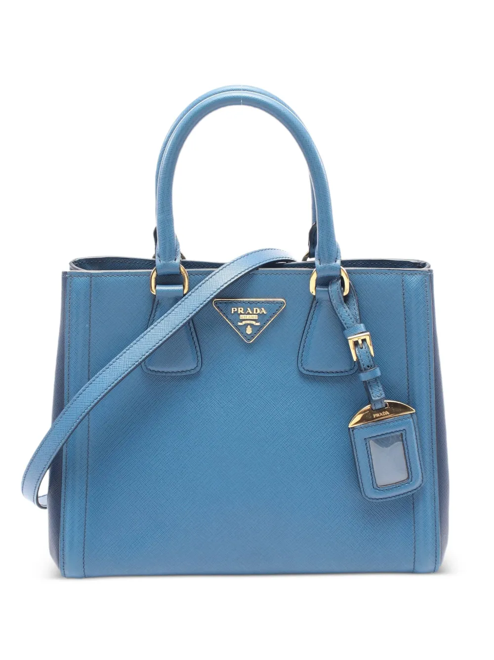 Prada Pre-Owned 2000s Leather Tote Bag | Blue | FARFETCH AO