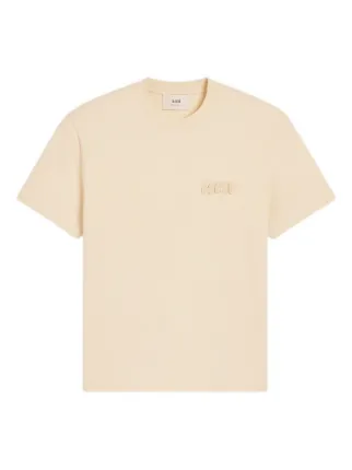 AMI Paris logo-patch Cotton T-shirt | Neutrals | FARFETCH TH