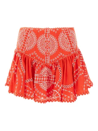 Charo Ruiz Ibiza Embroidered Flared Skirt | Red | FARFETCH