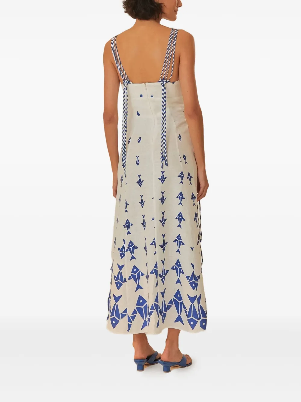 FARM Rio fish-print rope-strap Dress | White | FARFETCH