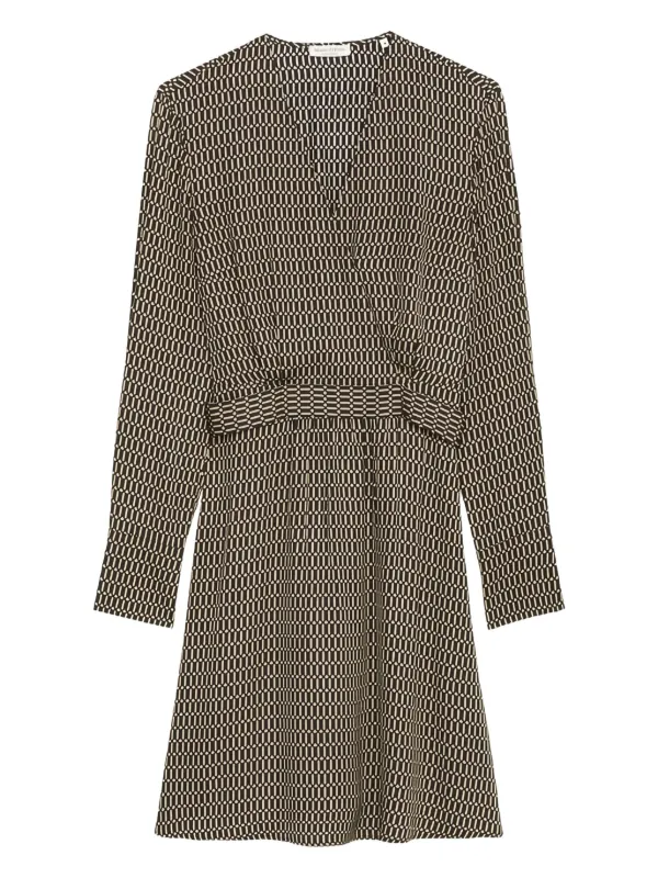 geometric pattern wrap dress