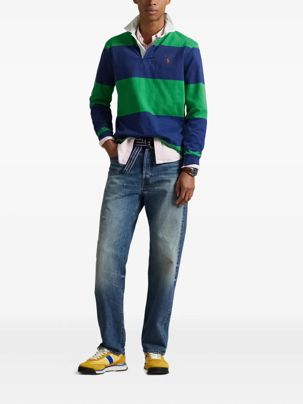 Polo Ralph Lauren Lauren Striped long-sleeves Polo Shirt | Green | FARFETCH UK