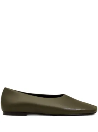 AMI Paris Leather two-tone Ballet Flats | Green | FARFETCH