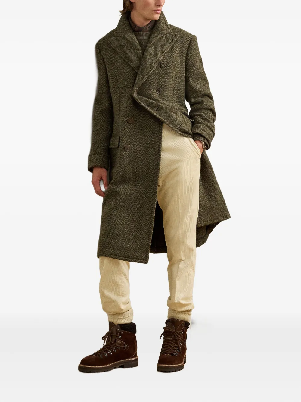 Ralph Lauren Purple Label Herringbone double-breasted Coat | Green ...