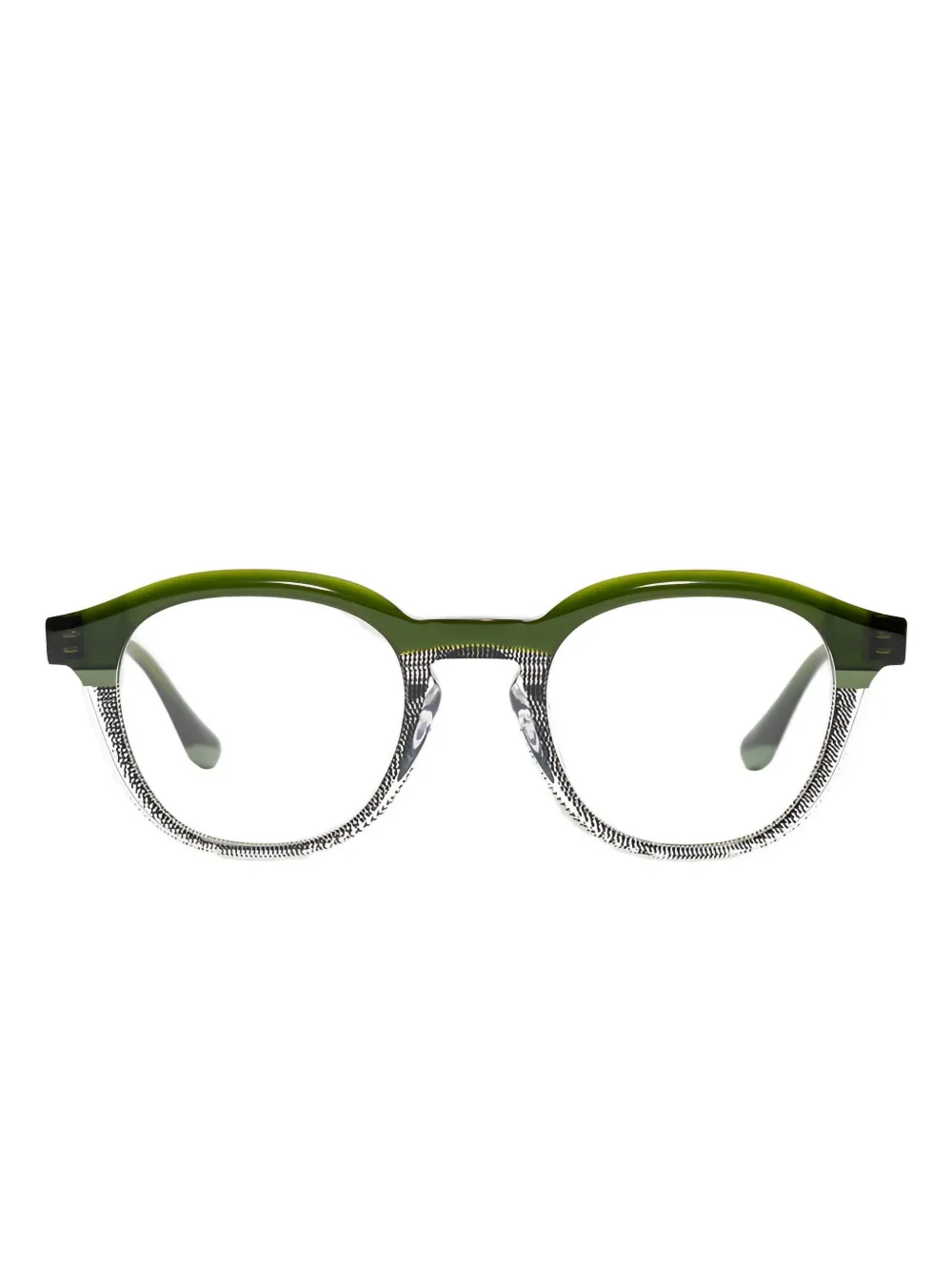 Xavier Garcia Design Pierre纹理圆框眼镜 | 绿色 | FARFETCH CN
