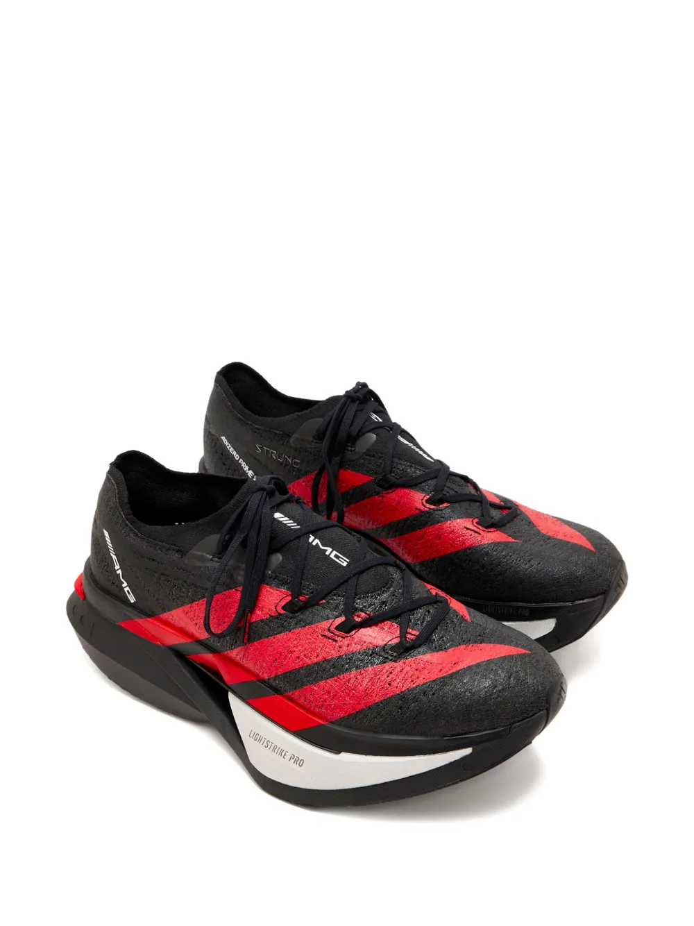 Adidas Adizero Prime X3 Strung AMG Striped lace-up Sneakers | Black ...