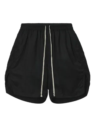Rick Owens Boxers Drawstring side-split Shorts | Black | FARFETCH SG
