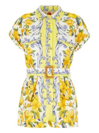 FARM Rio lemon-print Jumpsuit | Yellow | FARFETCH