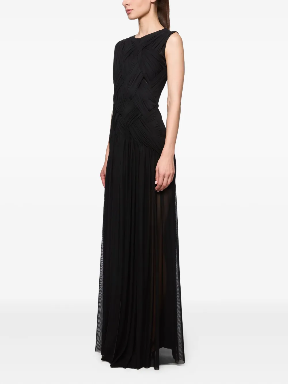 Atu Body Couture cross-panel Pleated Maxi Dress | Black | FARFETCH