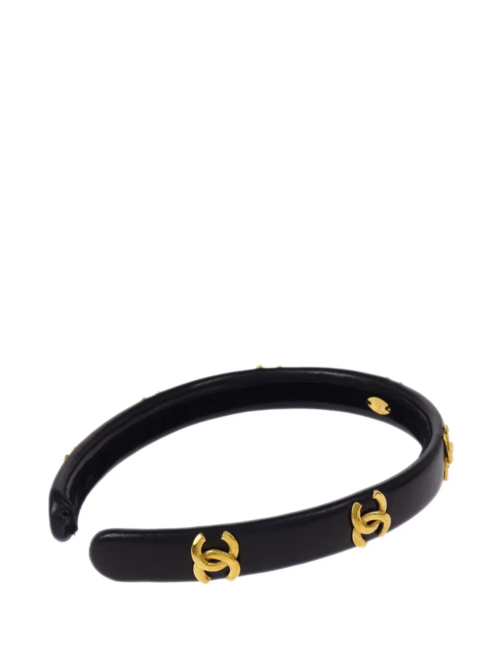 CHANEL Pre-Owned 1990-2000s Interlocking CC Leather Headband | Black ...