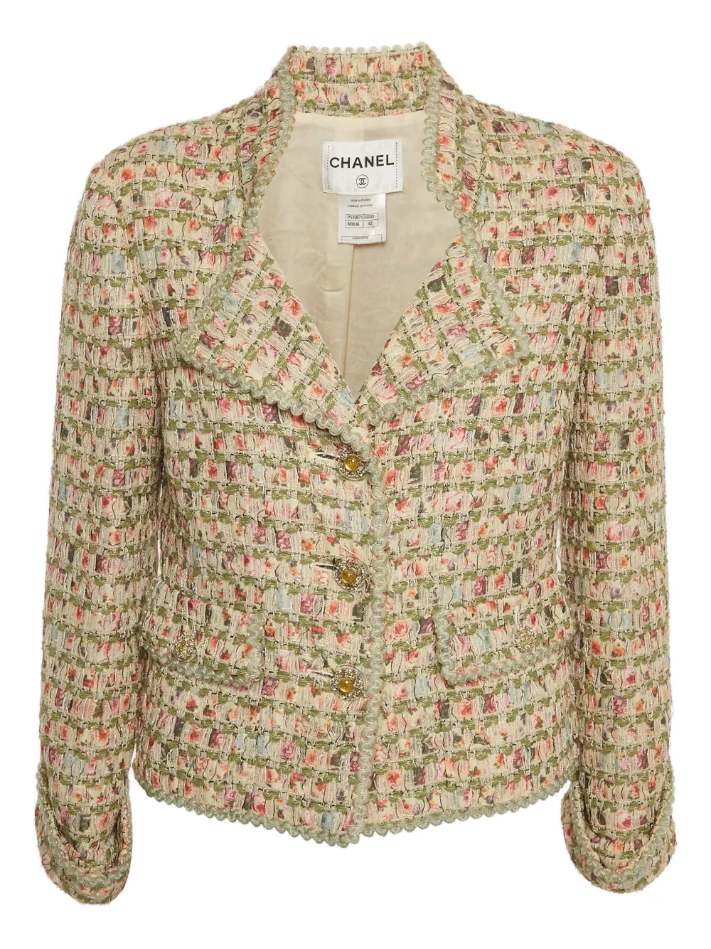 CHANEL Pre-Owned floral-print Tweed Jacket | Neutrals | FARFETCH ZA