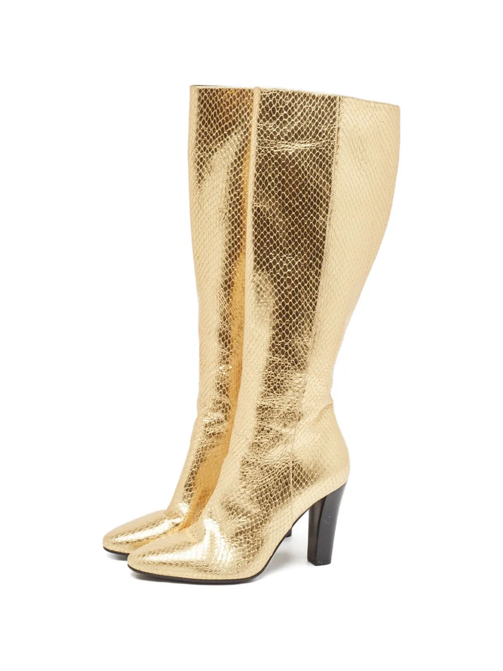 Saint Laurent Pre-Owned Lily python-embossed Leather knee-high Boots ...