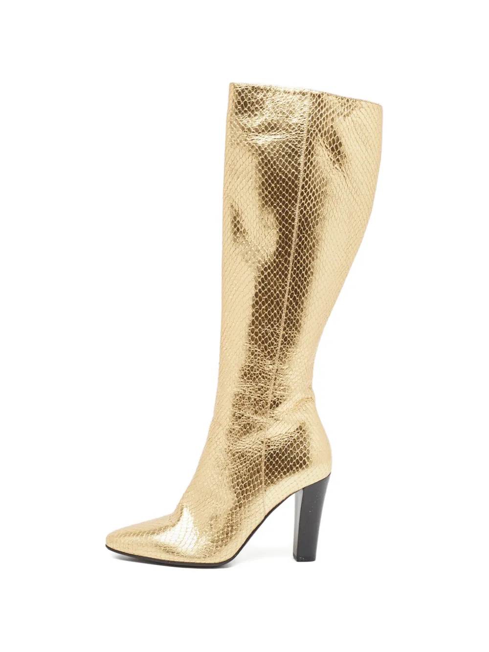 Saint Laurent Pre-Owned Lily python-embossed Leather knee-high Boots ...
