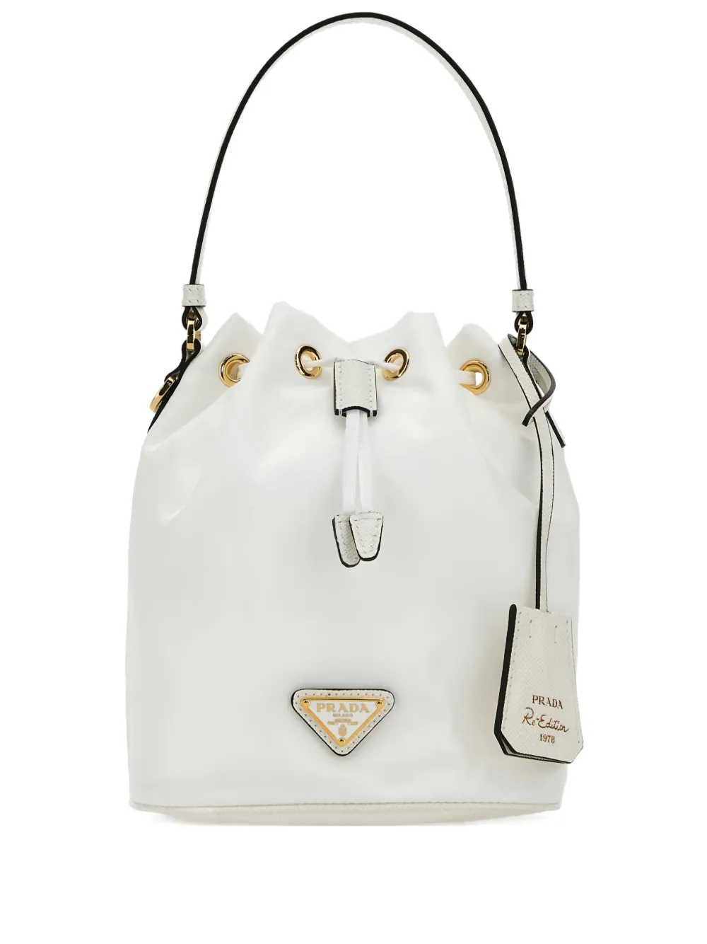 Prada Drawstring Bucket Bag | White | FARFETCH UK