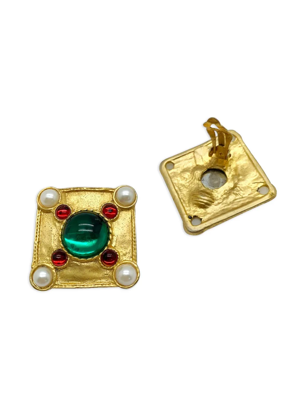 Jennifer Gibson Jewellery 1980s Tanjore cabochon-cut Earrings | Gold ...