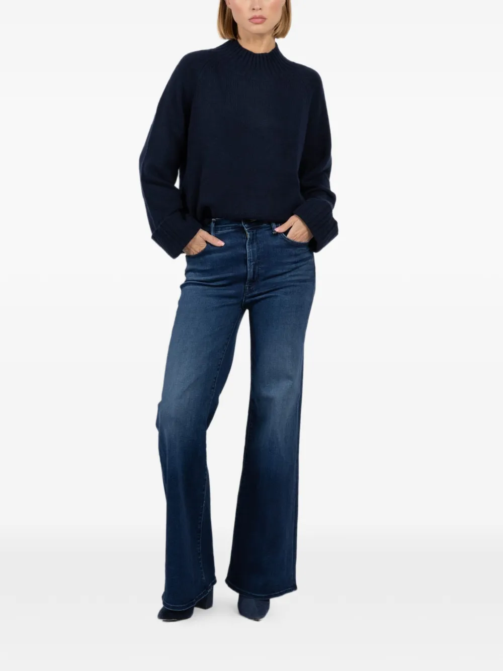 Autumn Cashmere 6 Ply Boxy 企领毛衣 | 蓝色 | FARFETCH CN