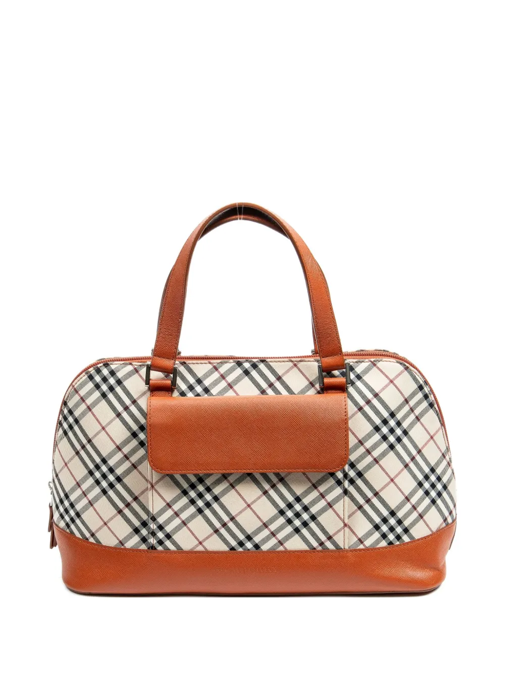 Burberry Pre-Owned check-pattern top-handle Bag | Neutrals | FARFETCH UK