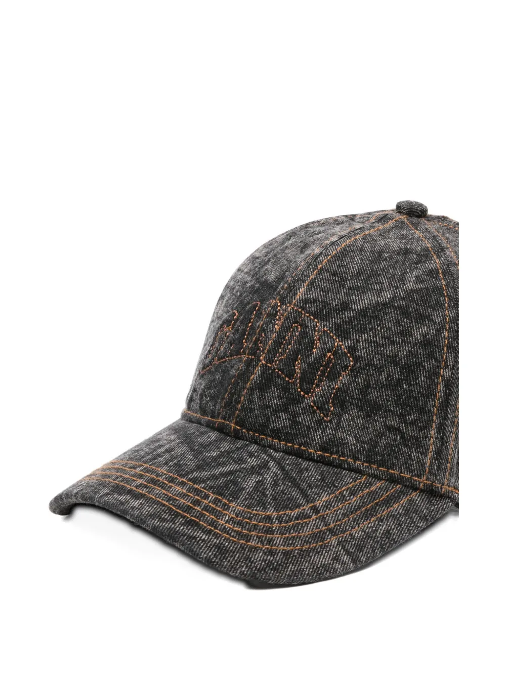Ganni Embroidered Acid-wash Baseball Cap In Black | ModeSens
