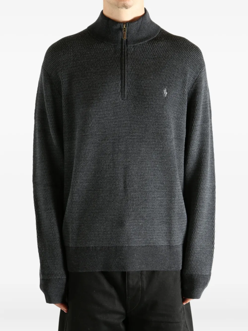 Polo Ralph Lauren Zip mock-neck Knitwear | Grey | FARFETCH