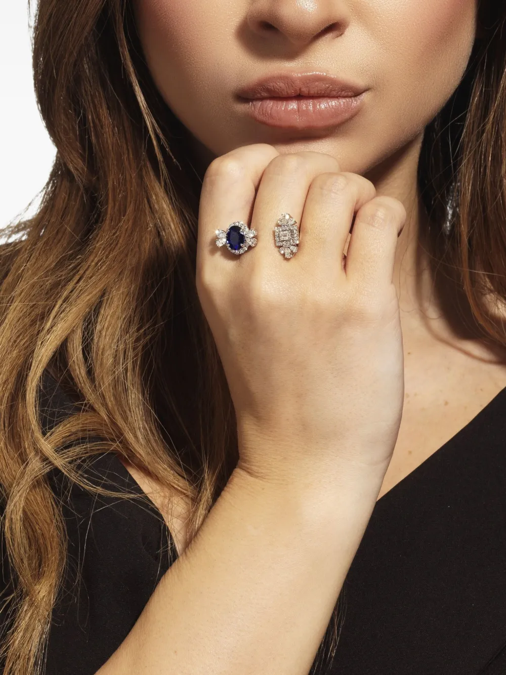 Yeprem 18K White Gold Reign Supreme Diamond And Sapphire Ring | Silver ...