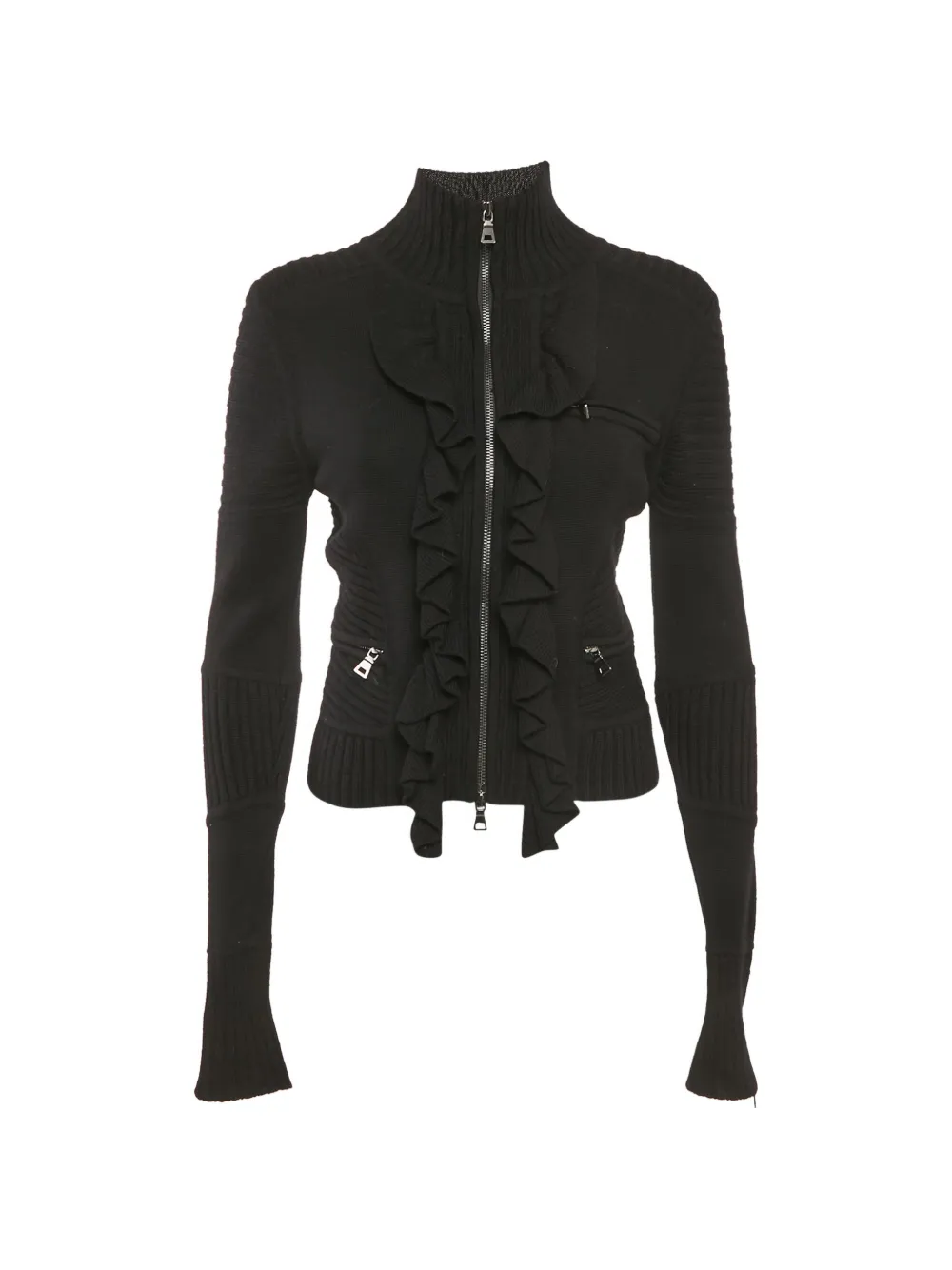 DVF Diane Von Furstenberg ruffle-detail Cardigan | Black | FARFETCH