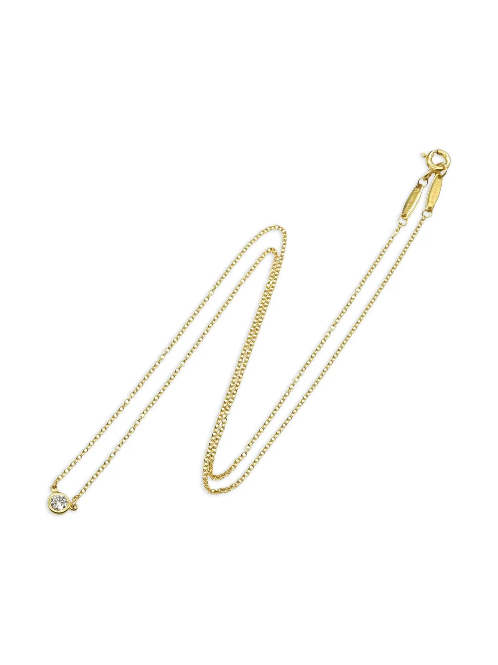 Tiffany & Co. Pre-Owned 18K Yellow Gold By-the-Yard Diamond Necklace ...