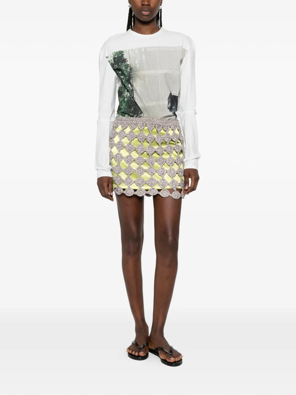 Simon Miller Zera Crochet Mini Skirt | Green | FARFETCH