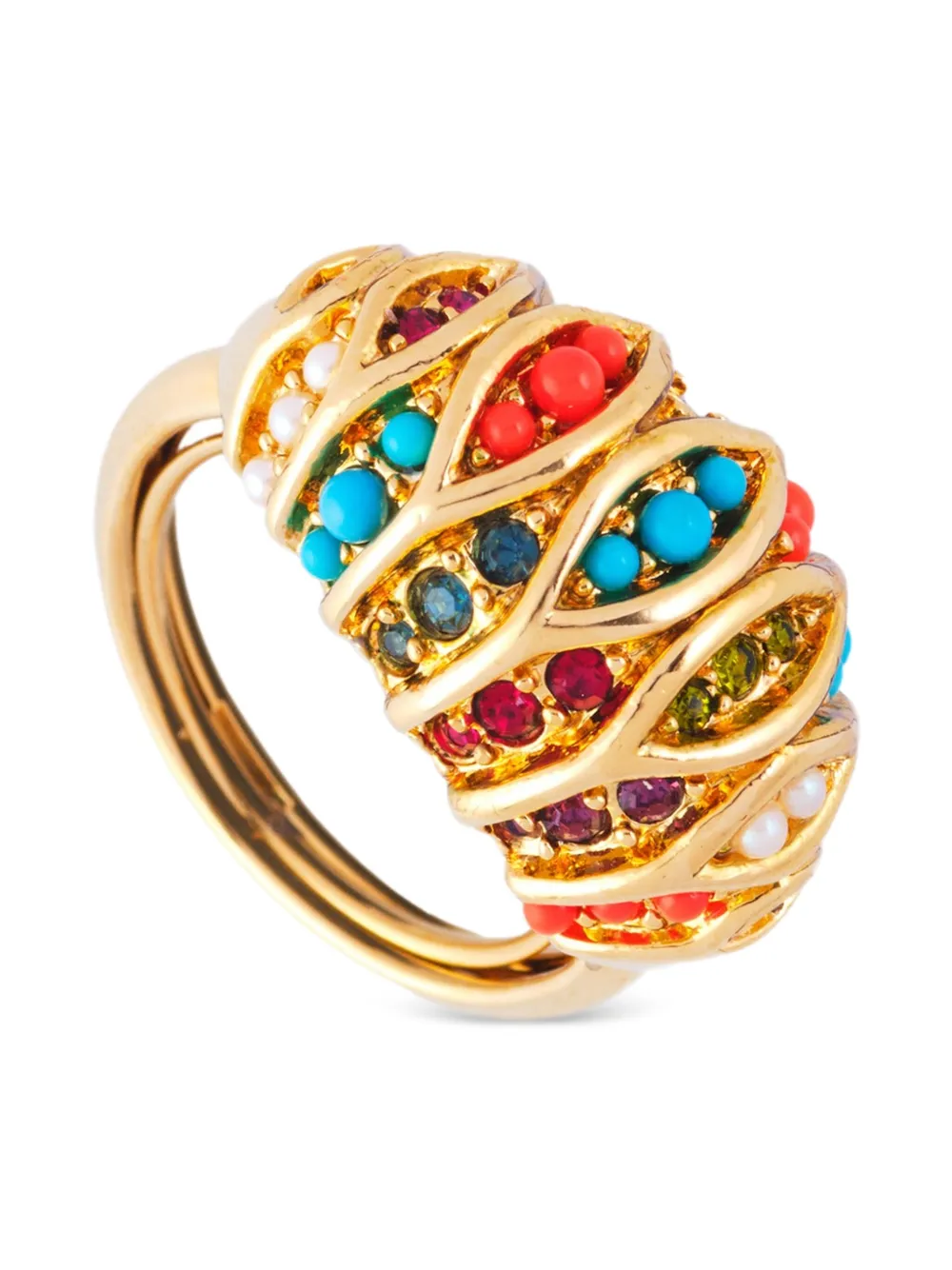 Susan Caplan Vintage 1980s D'Orlan bead-embellished Ring | Gold ...