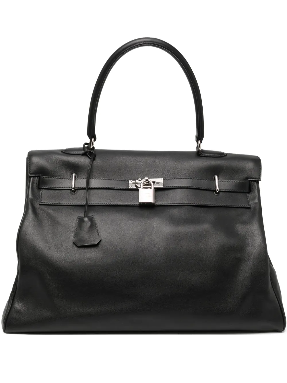 Hermès Pre-Owned Kelly Relax 50 Swift Leather PHW Tote Bag | Black ...