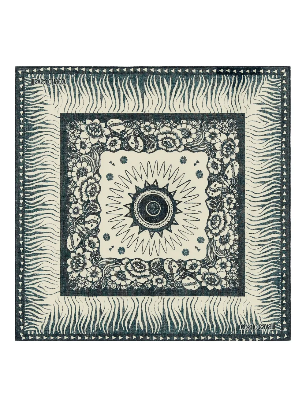 Roberto Cavalli zebra-pattern Logo Cotton Scarf | Blue | FARFETCH