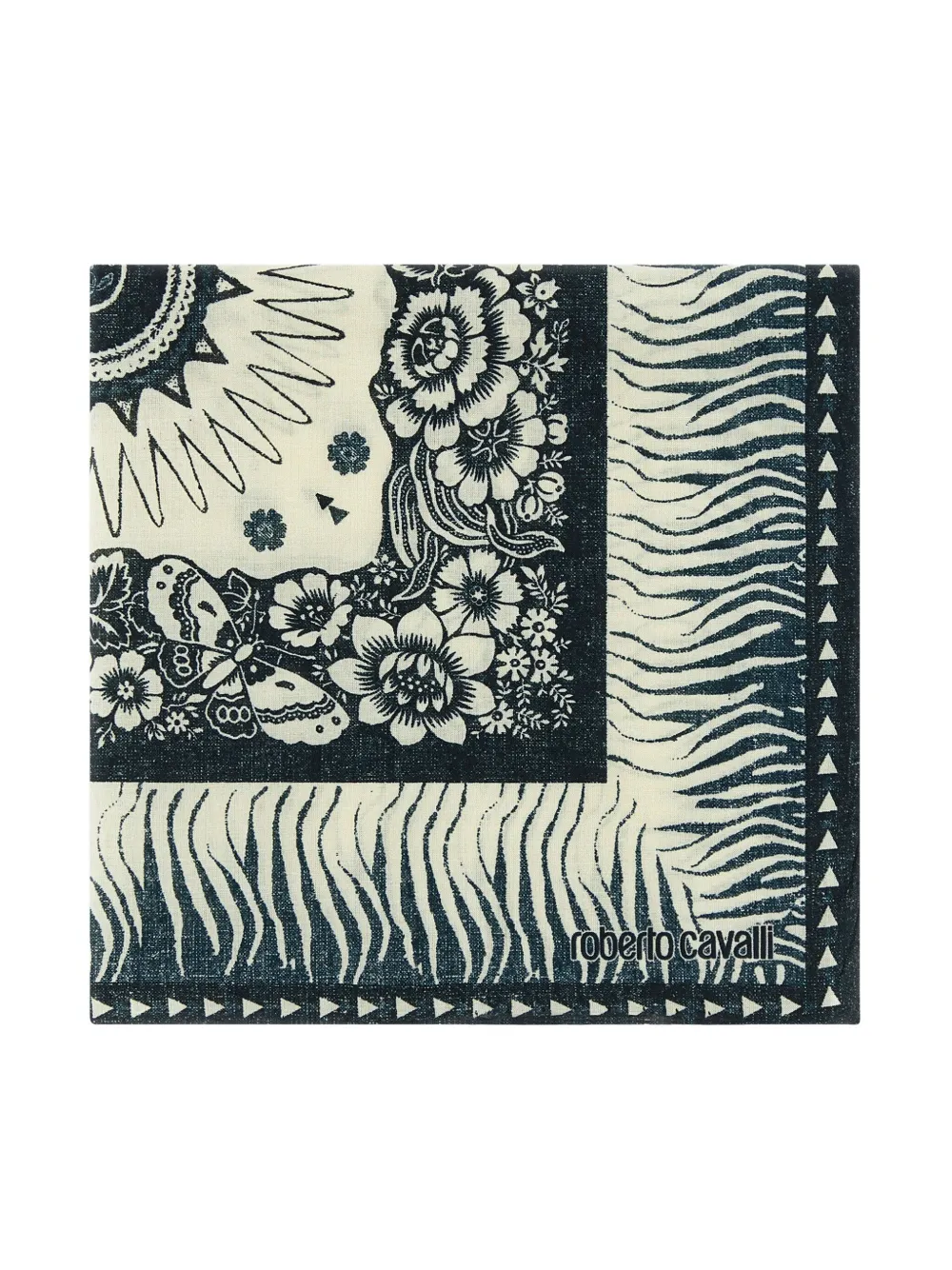 Roberto Cavalli zebra-pattern Logo Cotton Scarf | Blue | FARFETCH