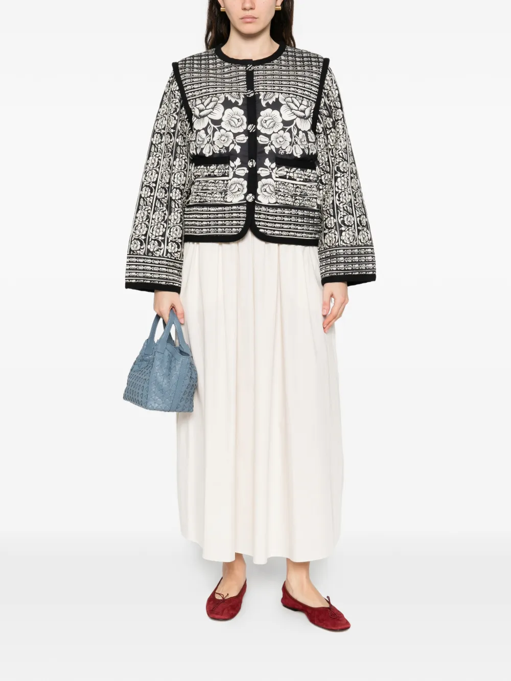 FARM Rio Cashews And Birds Ri Padded Jacket | Black | FARFETCH AU