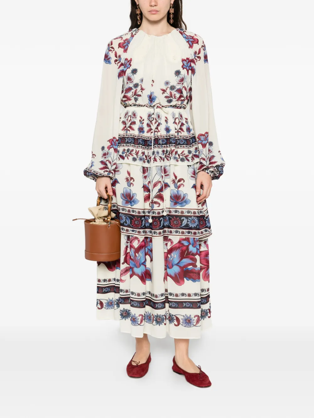 FARM Rio Malu Winter floral-print Maxi Dress | Neutrals | FARFETCH