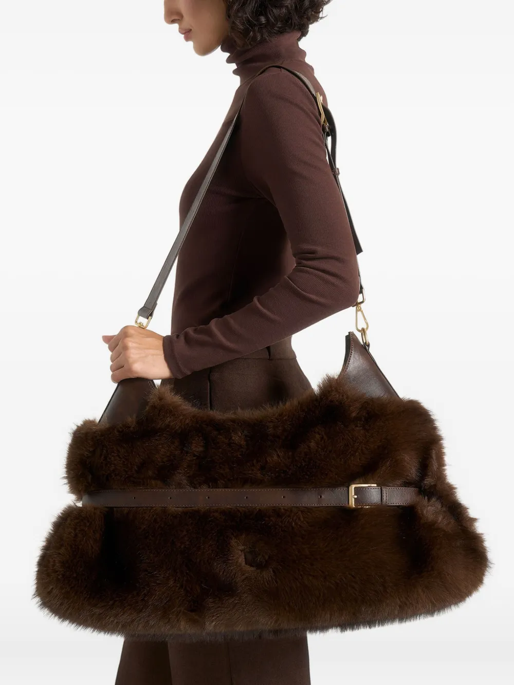 Manière De Voir Cali Fur Panel Duffel Bag | Brown | FARFETCH