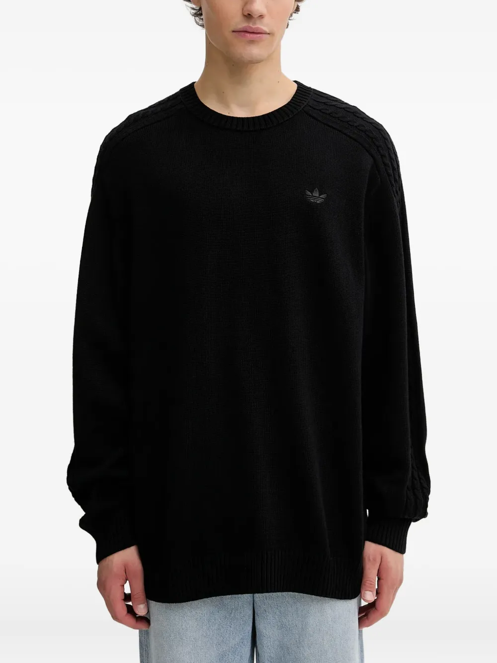 Adidas cable-knit Logo Sweater | Black | FARFETCH HK
