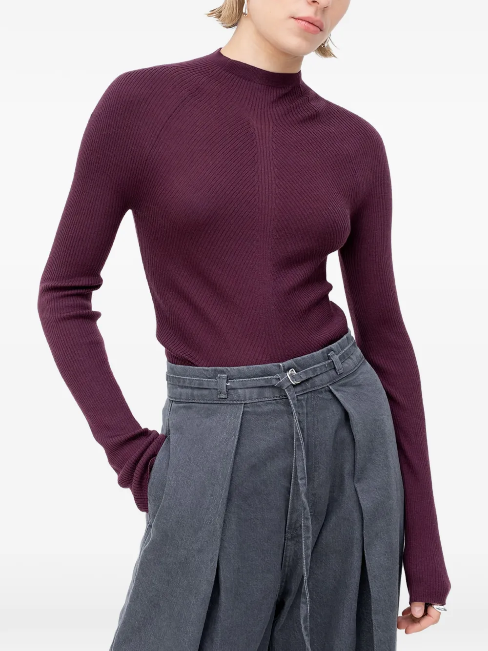 BOSS ribbed-knit Sweater | Purple | FARFETCH AU