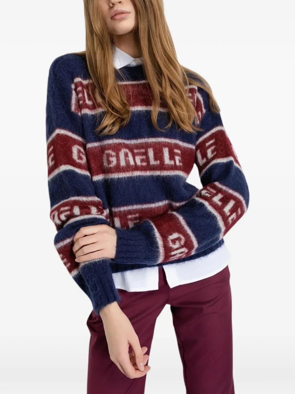 Gaelle Striped Logo Sweater | Blue | FARFETCH UK