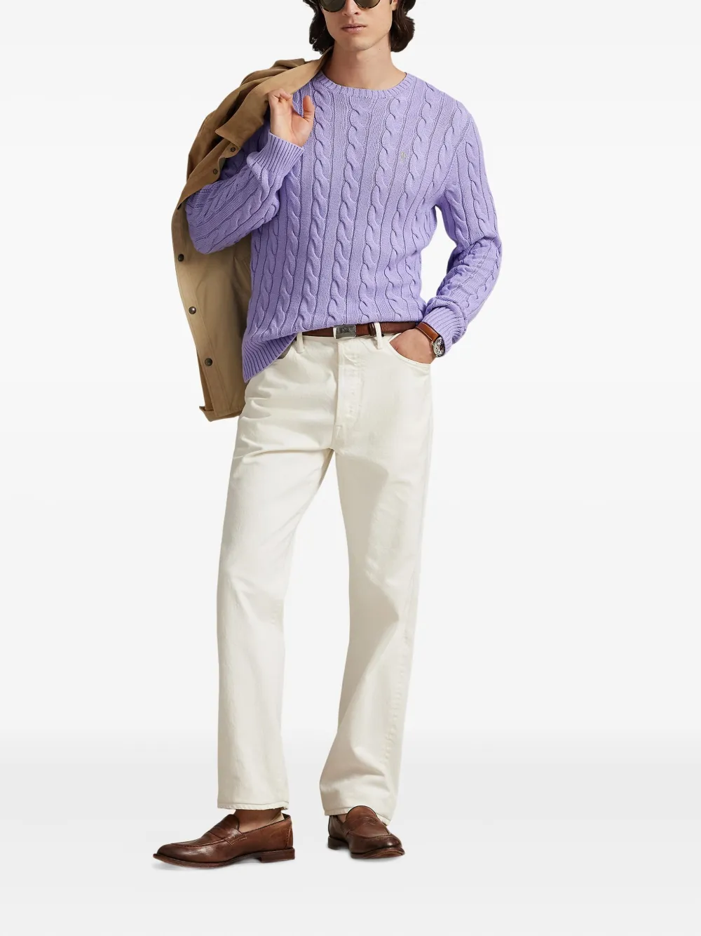 Polo Ralph Lauren cable-knit long-sleeve Sweater | Purple | FARFETCH