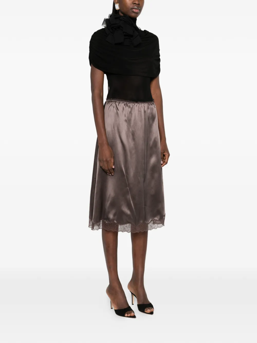 Magda Butrym Draped high-neck Bodysuit | Black | FARFETCH AU