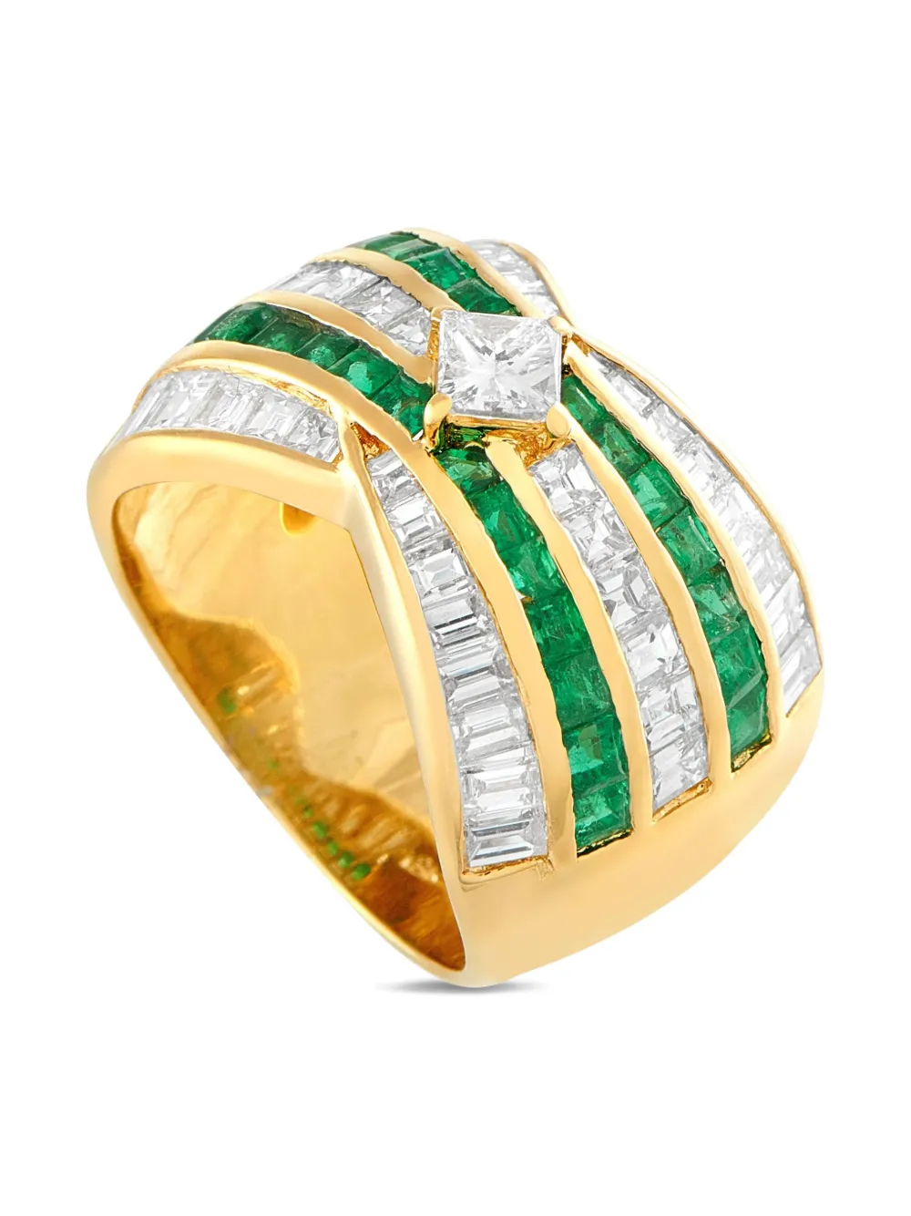 LB Exclusive 18K Yellow Gold Diamond Emerald Band Ring | Gold | FARFETCH
