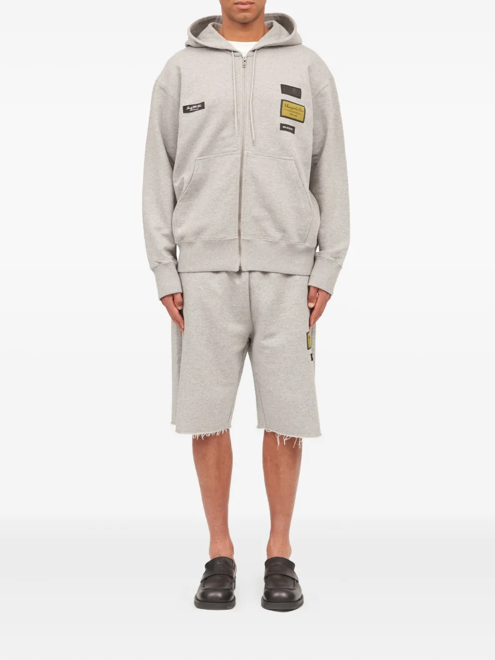 MM6 Maison Margiela zip-up logo-appliqué Hoodie | Grey | FARFETCH
