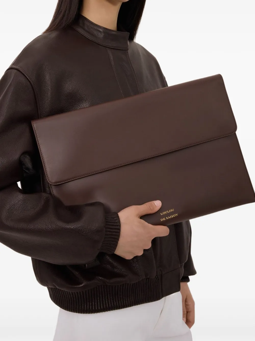 LouLou De Saison Gaia Leather Clutch Bag | Brown | FARFETCH