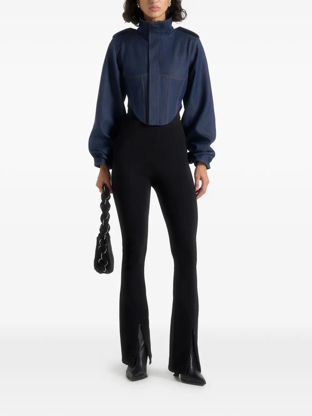 Manière De Voir Solange Corset Denim Jacket | Blue | FARFETCH