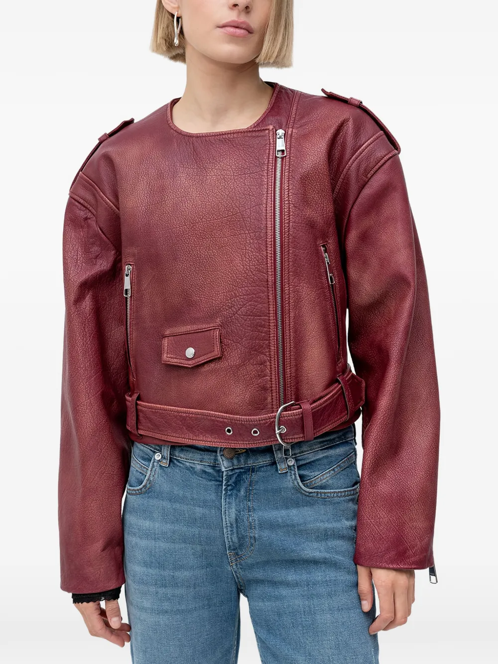 BOSS Belted Zip Jacket | Red | FARFETCH AU