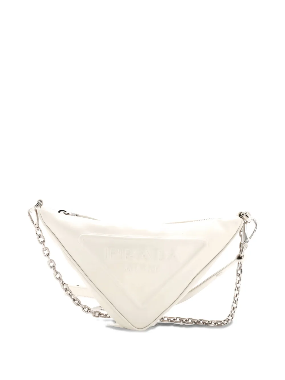 Prada Pre-Owned Triangle Logo Zip Shoulder Bag Embossed Leather Mini ...