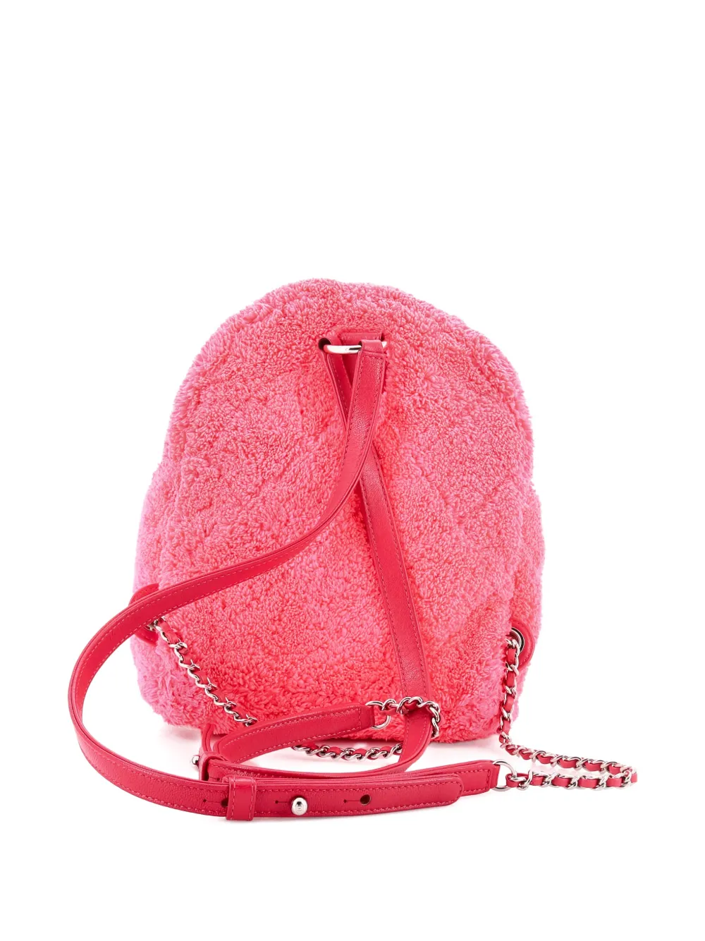 CHANEL Pre-Owned Coco Beach Quilted Terry Cloth Small Backpack | Pink ...